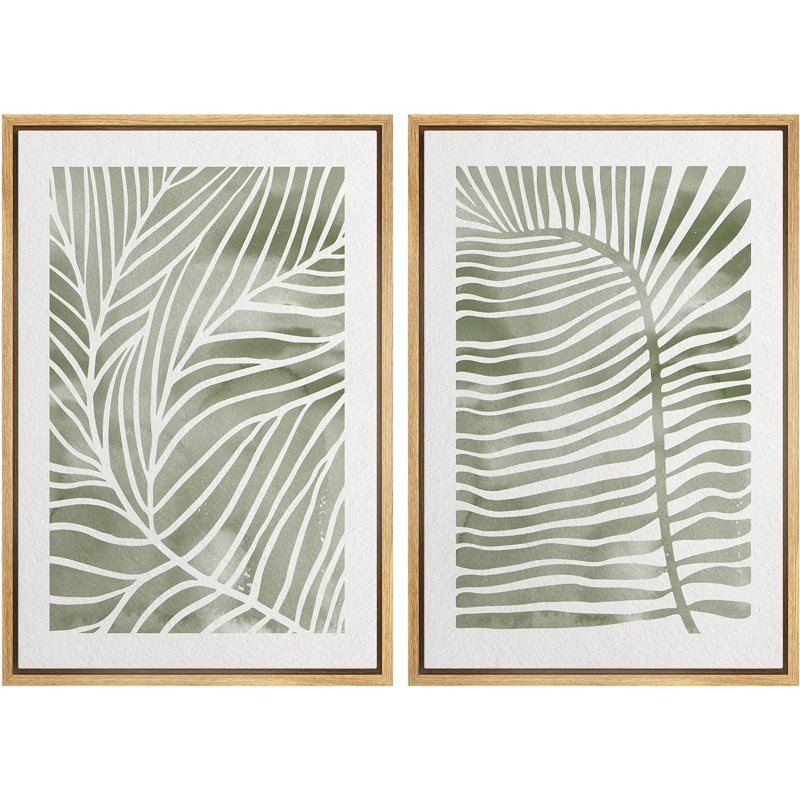 IDEA4WALL Abstract Botanical Sage Green Tropical Abstract Palm Tree Leaves Modern Art Simple ...